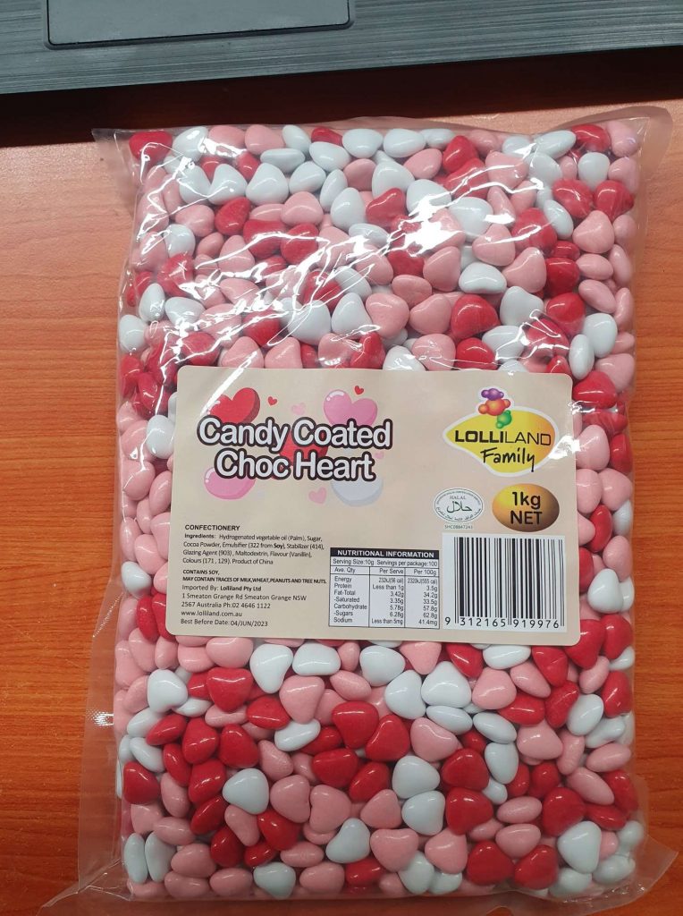 Candy coated Choc Hearts – Lollies 4 U